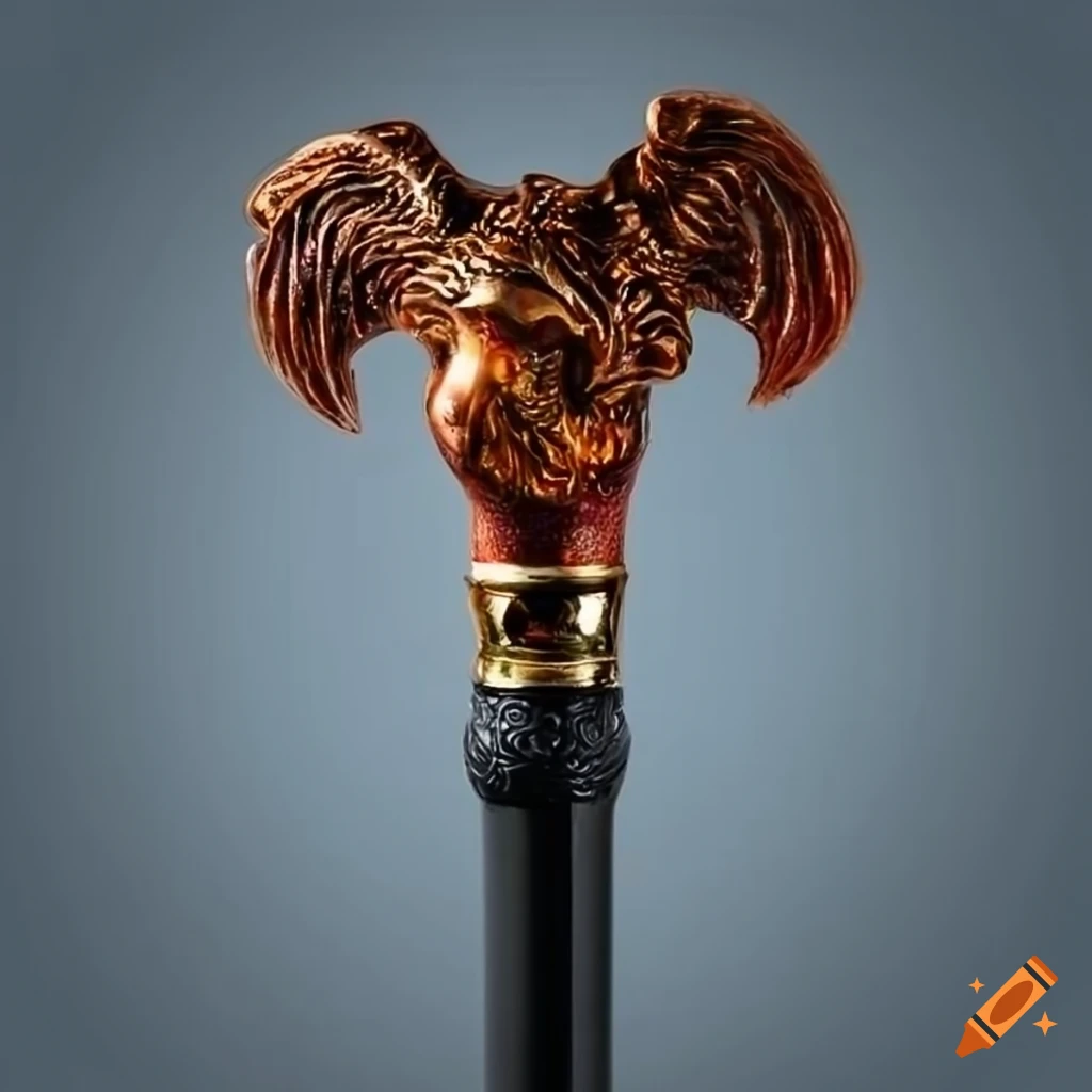 Phoenix head handle cane on Craiyon