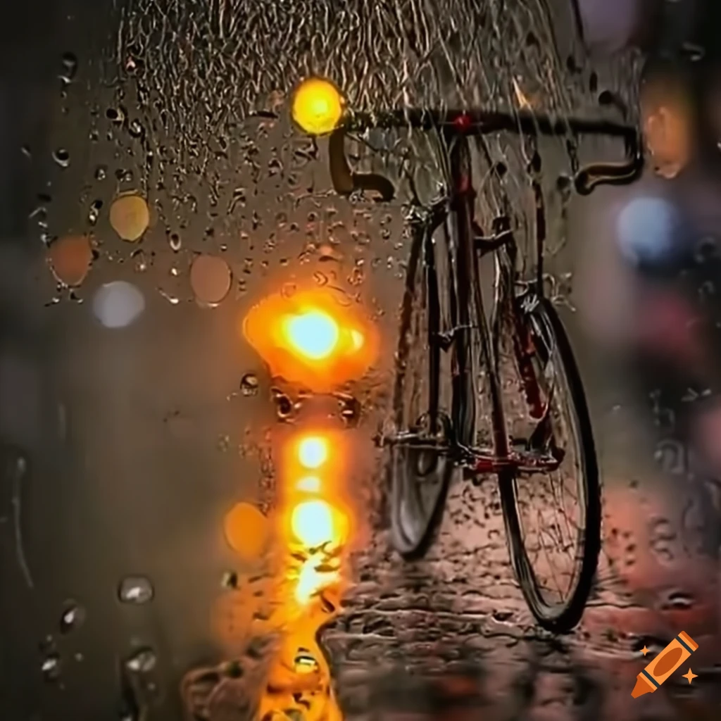 Bicycle in the rain on Craiyon
