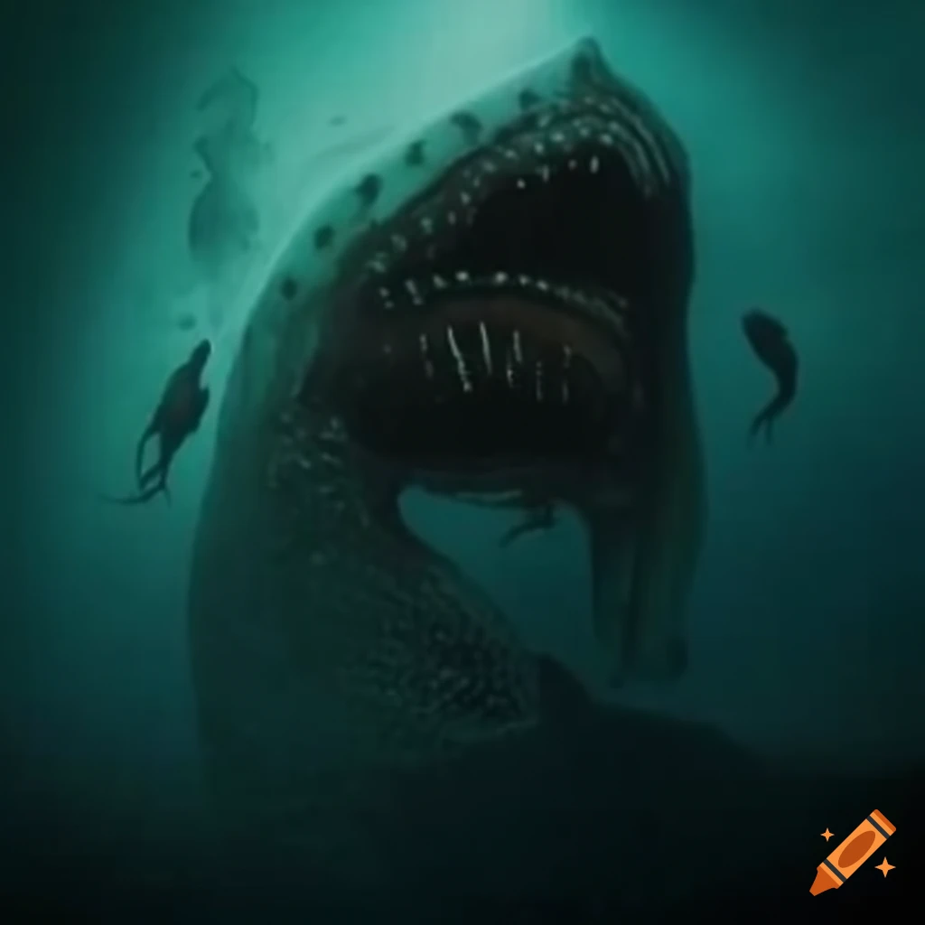 Horror movie poster of the kraken sea monster attacking ships on Craiyon