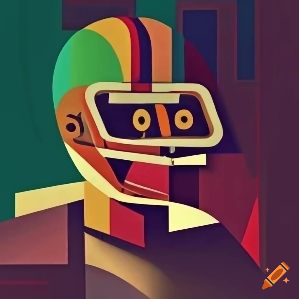 Abstract cubist american football player in high definition 1970 retro ...