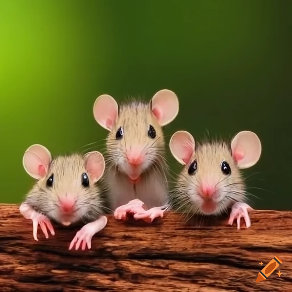 Mouse family gathered for a photo on Craiyon