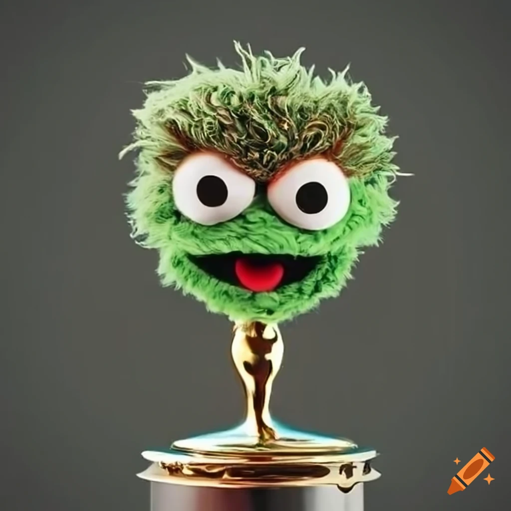 Oscar Grouch with an Oscar award on Craiyon