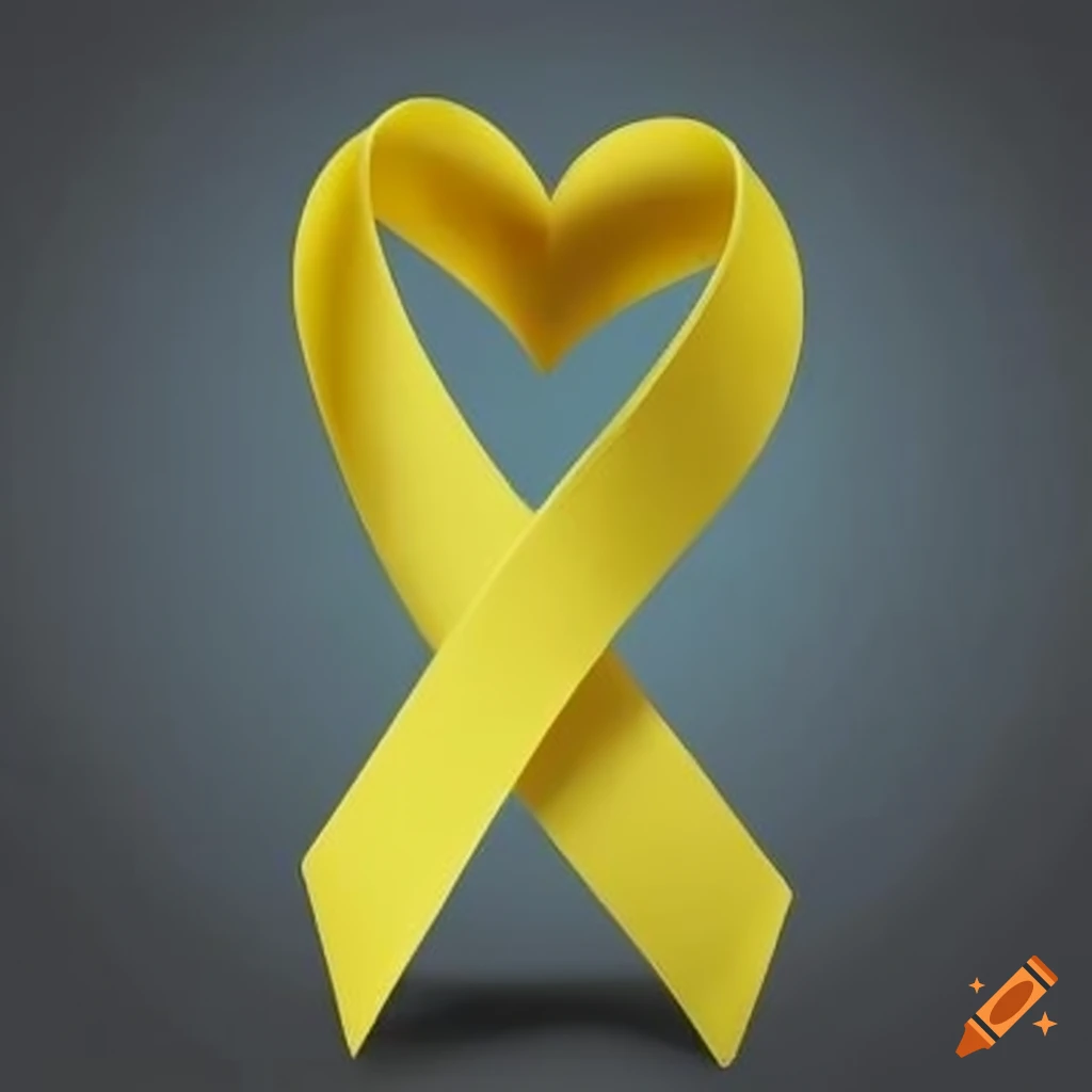 Heart-shaped yellow cancer awareness ribbon on Craiyon