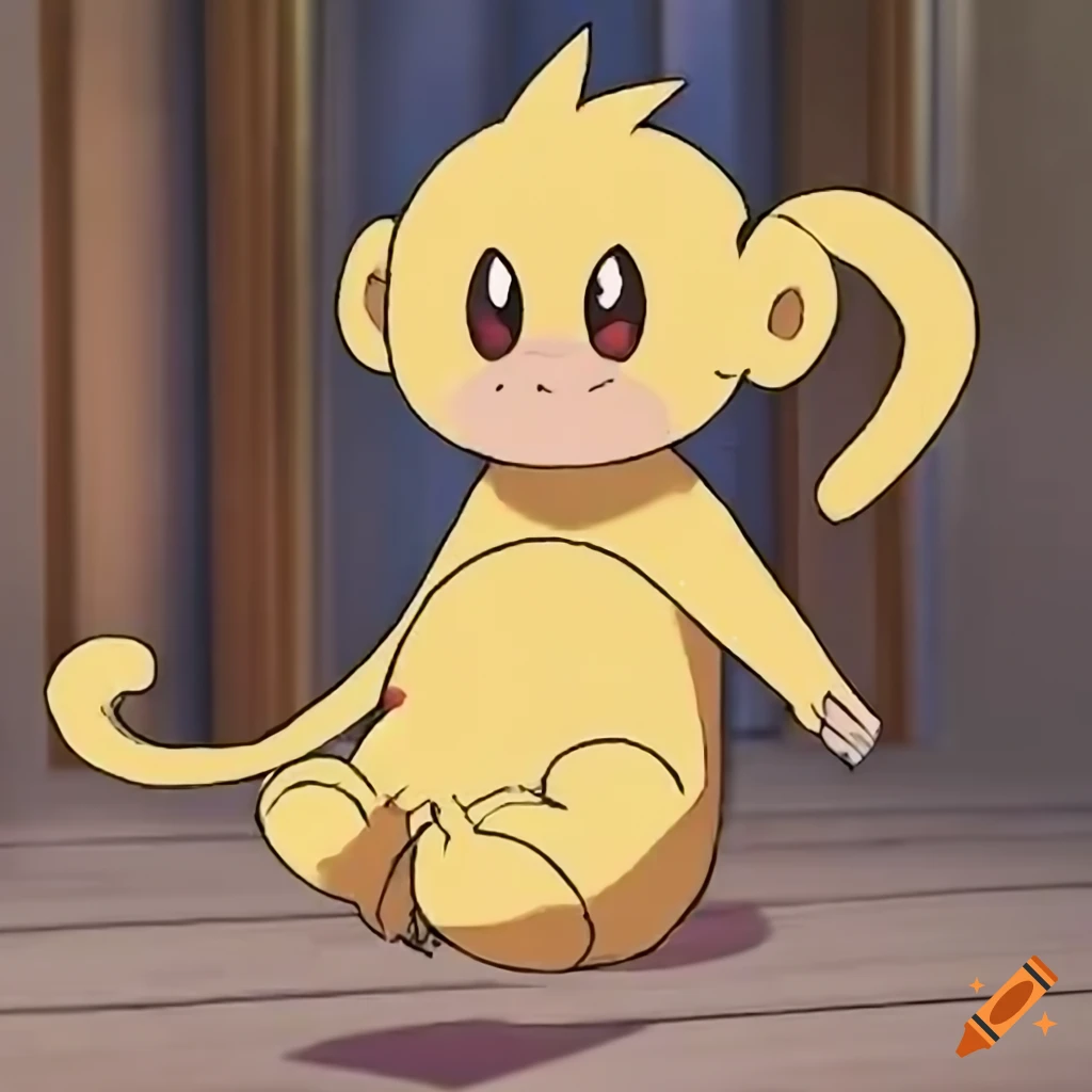 Cute standing monkey pokemon using hypnosis on Craiyon