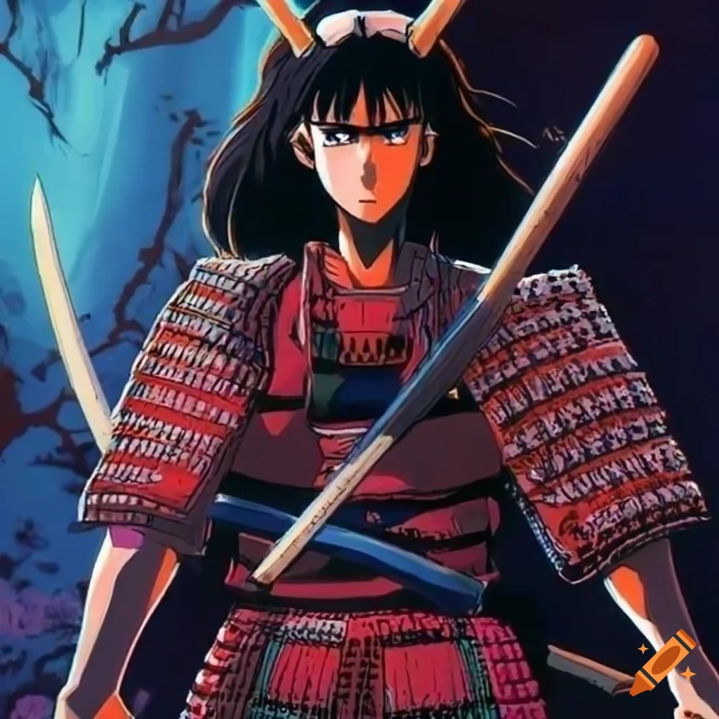 Samurai in 80s anime style on Craiyon