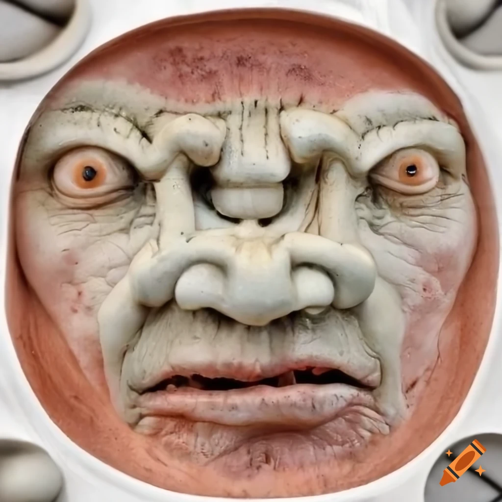 Closeup of a grotesque extraterrestrial face on Craiyon