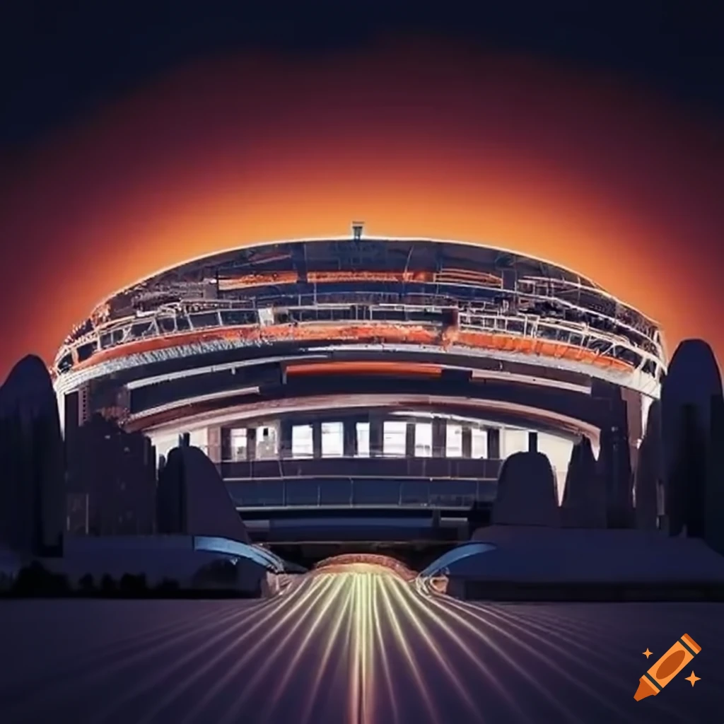 Futuristic chicago bears stadium design on Craiyon