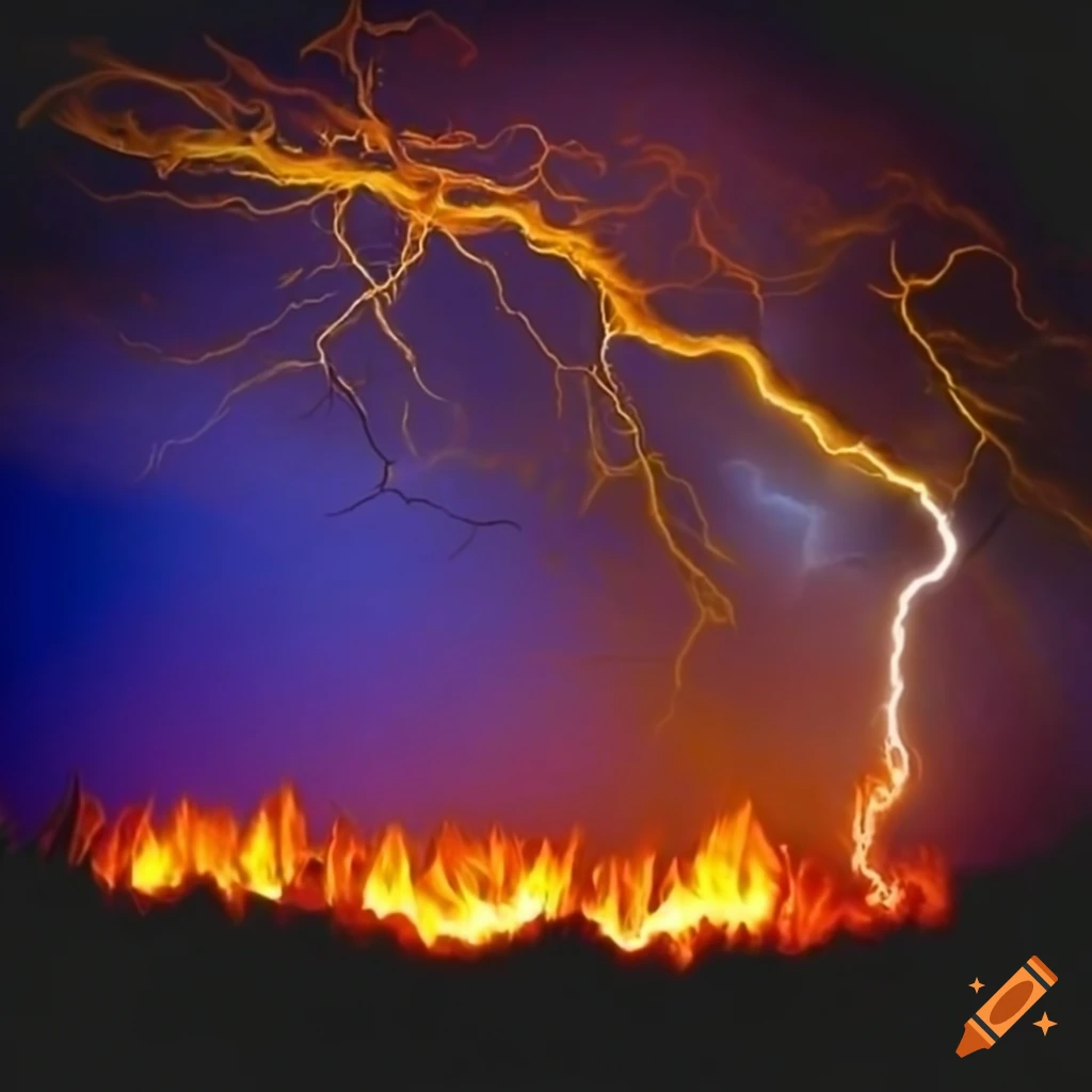 World of fire and lightning on Craiyon