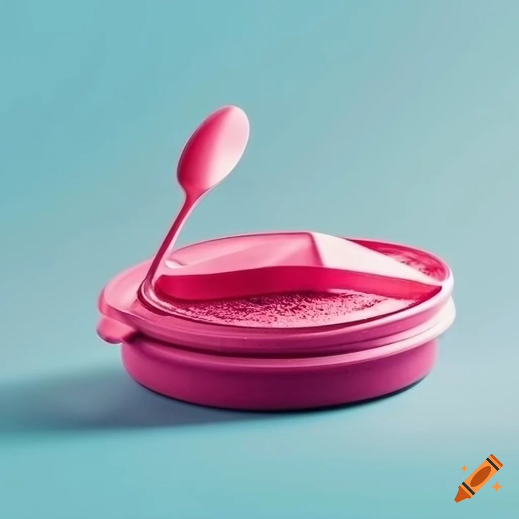 Protein powder container lid with attached spoon on Craiyon