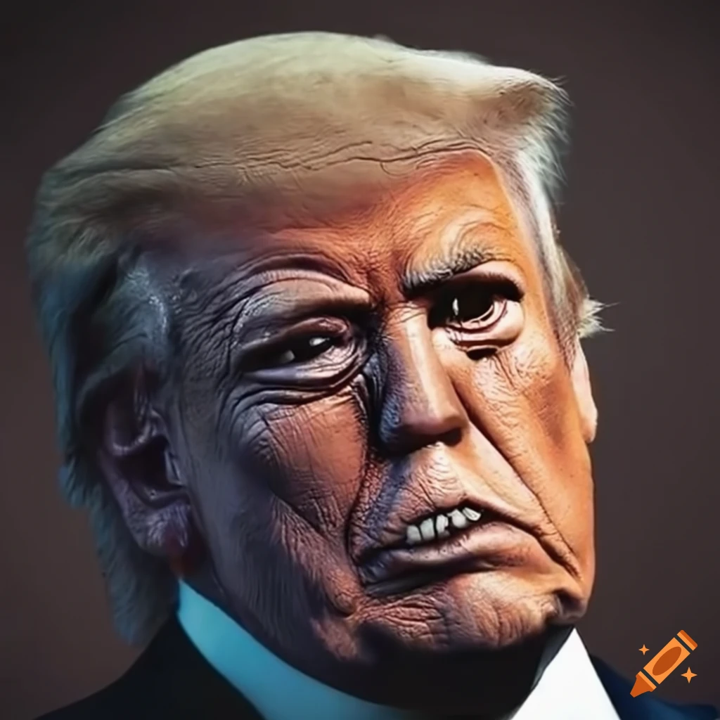 Satirical image of Donald Trump's face on a chimpanzee's body on Craiyon