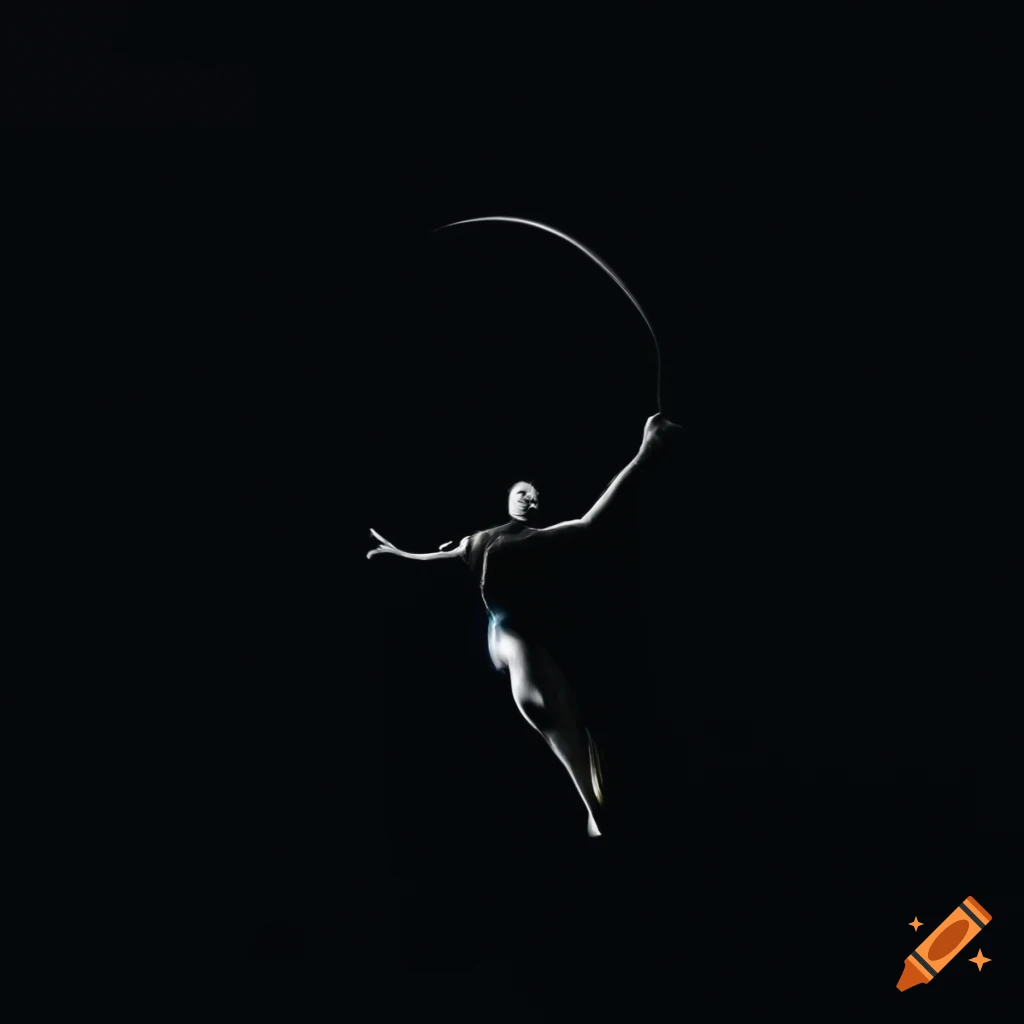 Black figure flying in space on Craiyon