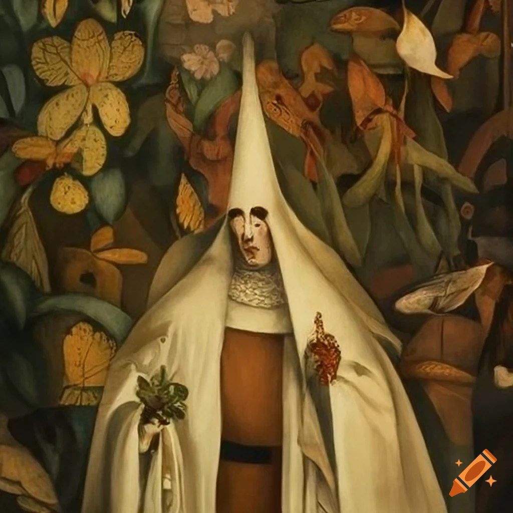 Fine art illustration of catholic penitents in seville walking through ...