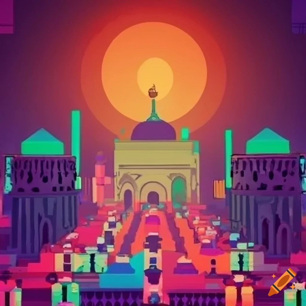 Night view of fez in psychedelic style on Craiyon
