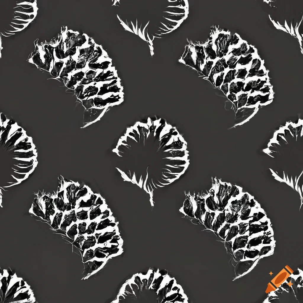 Seamless black and white bump map with leaves pattern on Craiyon