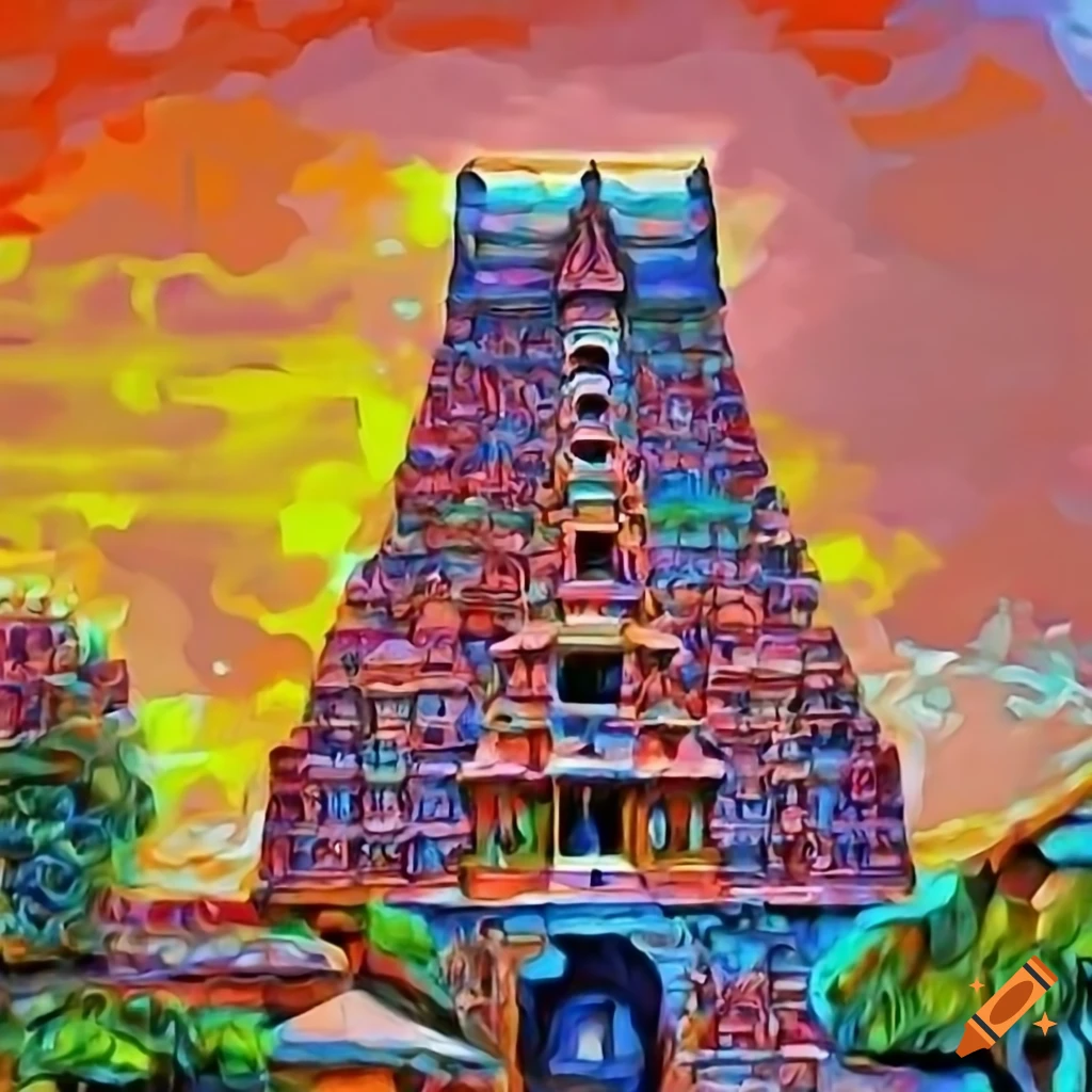Front view of srirangam ranganathaswami temple gopuram in full color on ...