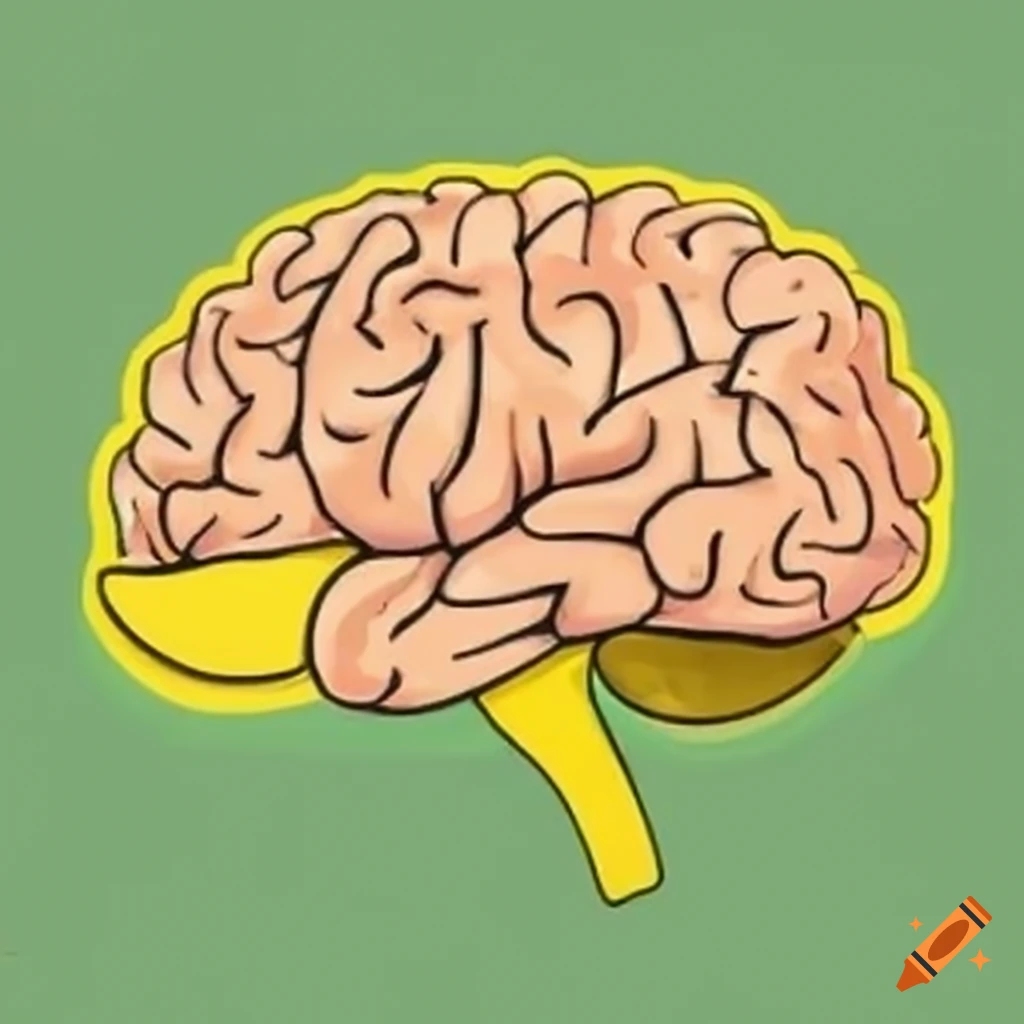 Yellow cartoon brain with multiple ideas on Craiyon