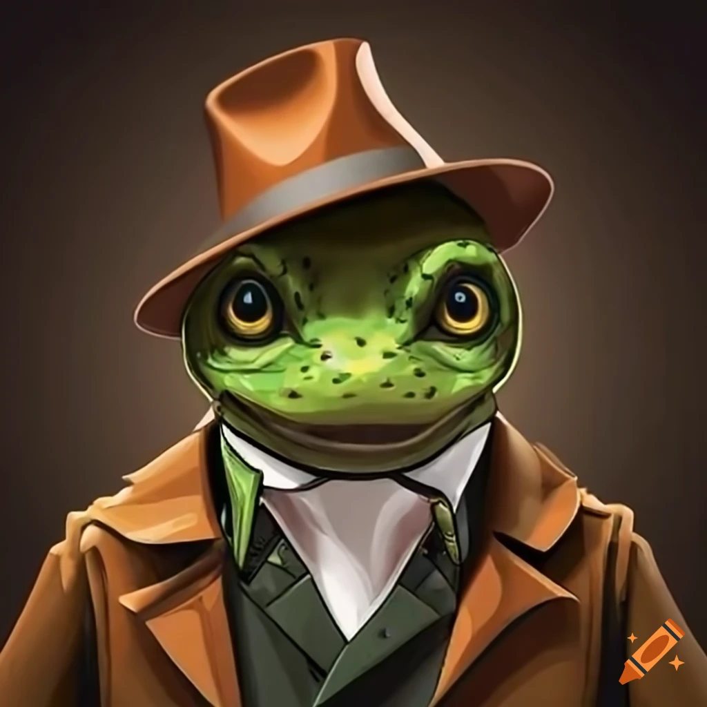 Detective lizard in trench coat and fedora on Craiyon