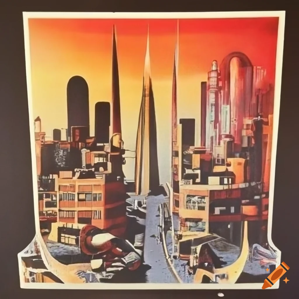 1970s optimistic utopian futurist science fiction movie poster for Gaza ...