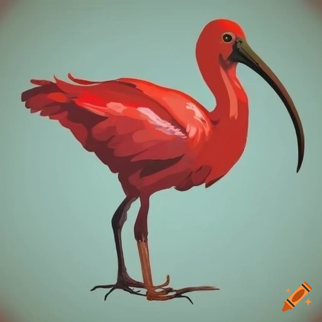 Illustration of a scarlet ibis bird on Craiyon