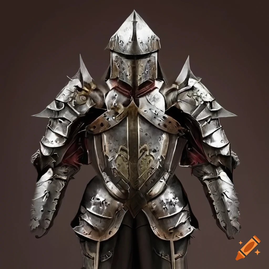 Intricate and detailed fantasy metal armor design from multiple angles ...