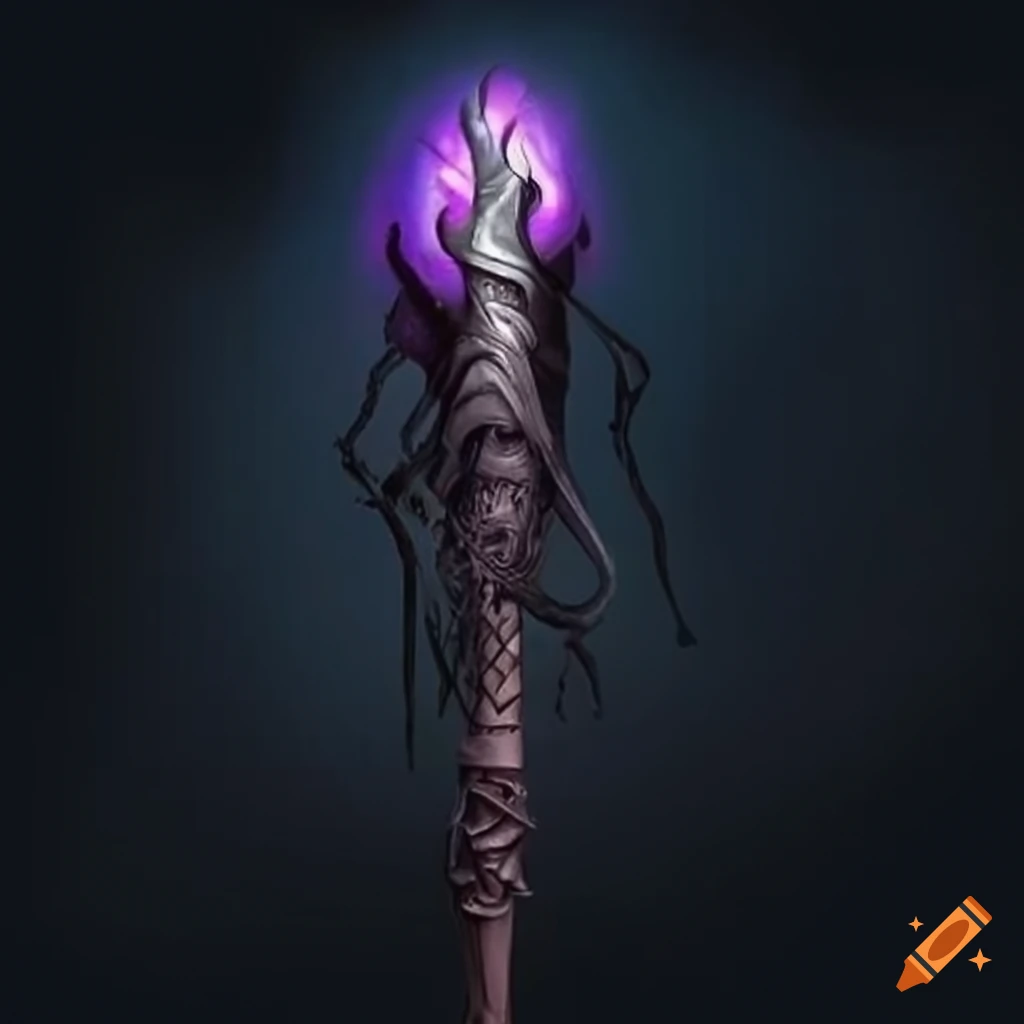Mystical dark magic staff on Craiyon
