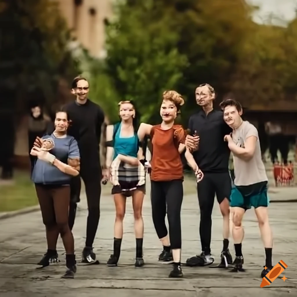 Group of people engaging in human activities on Craiyon
