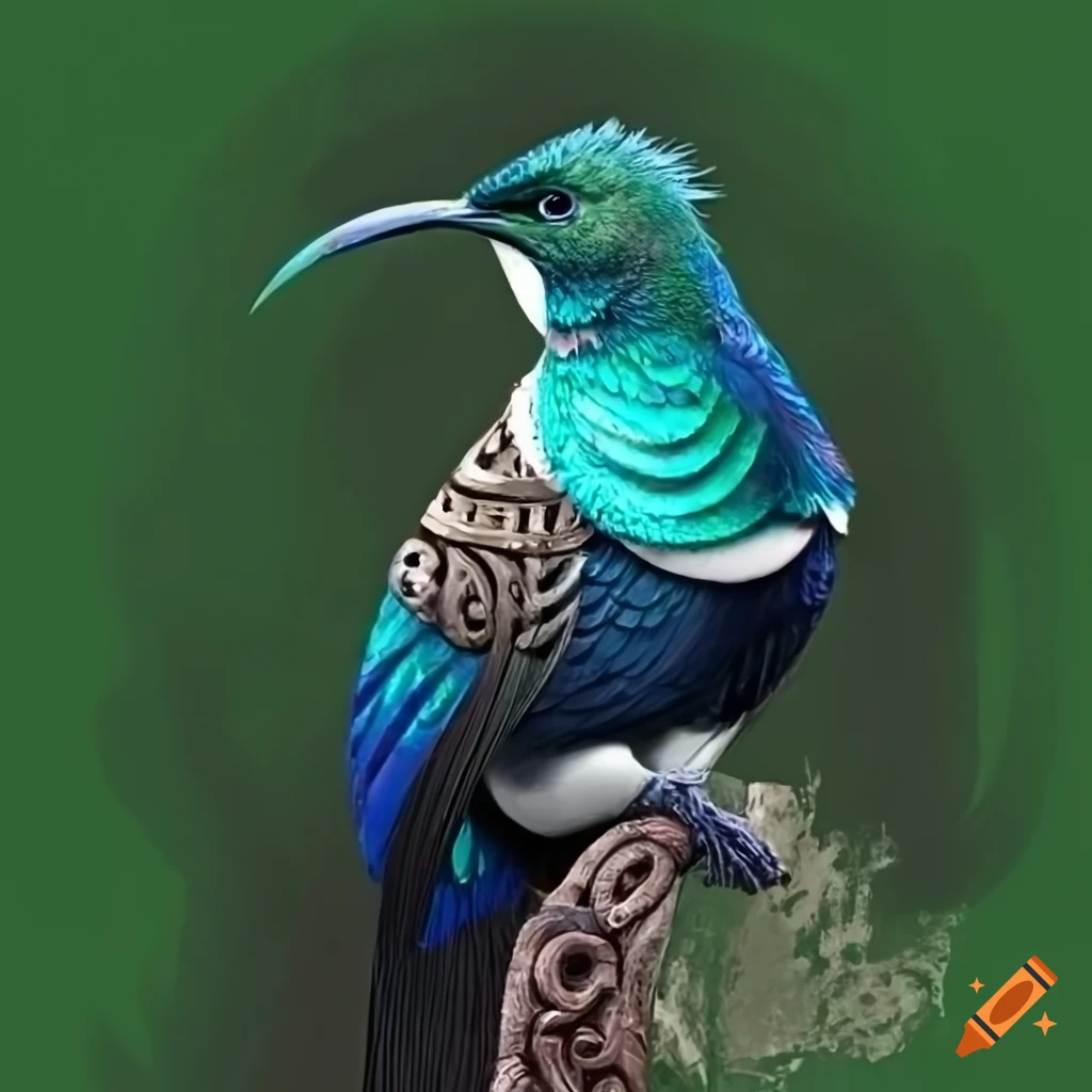 Koru Maori with Tui and Kiwi birds on Craiyon