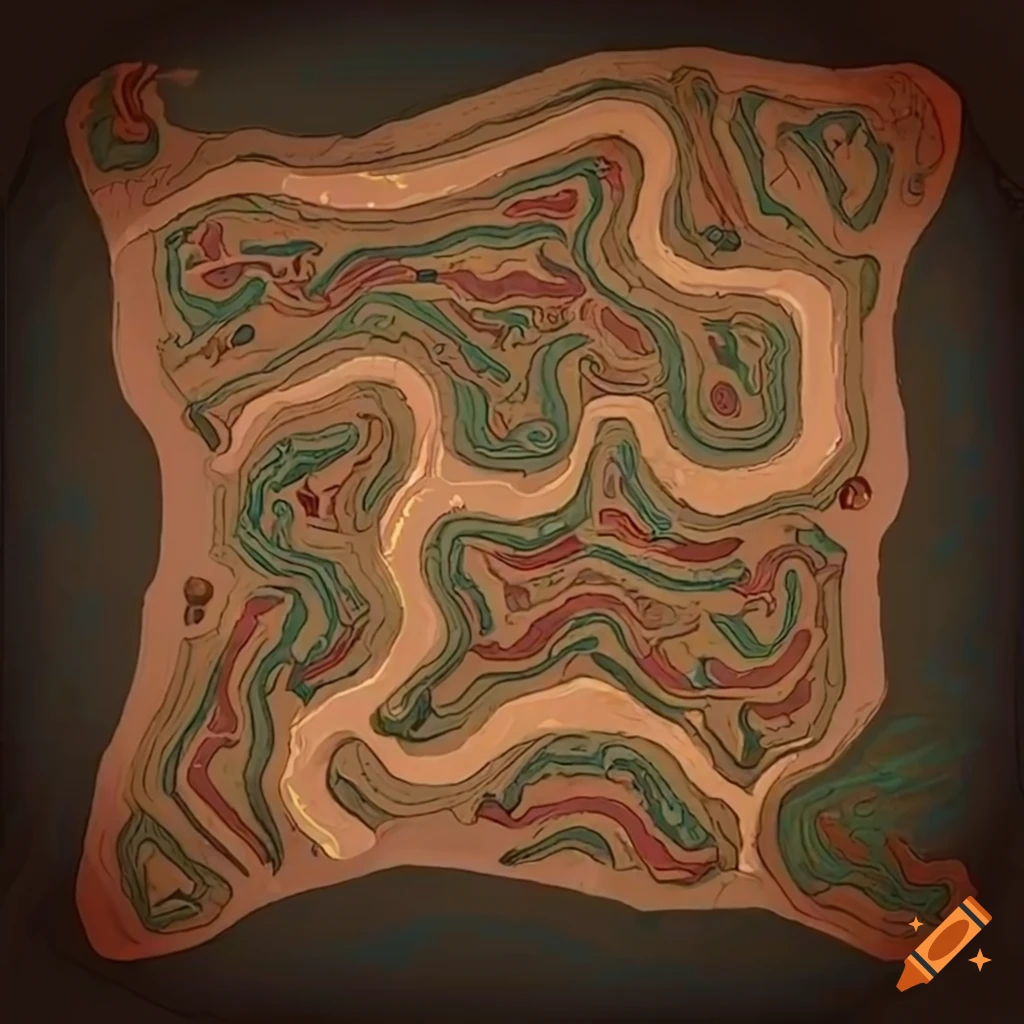 Aerial view of desert mountain trails for an rpg map on Craiyon