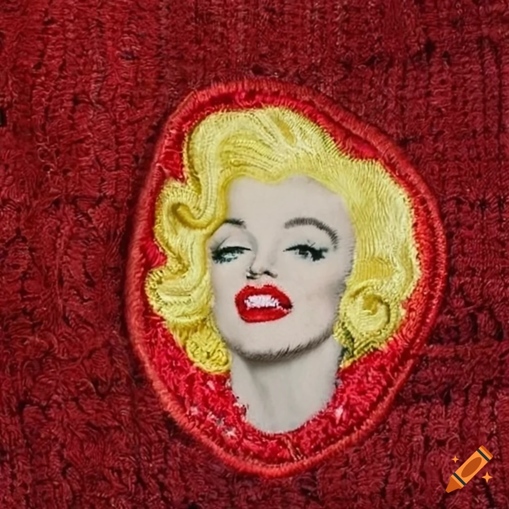 Vintage embroidery patch of young Marilyn Monroe in Paisley decoration ...