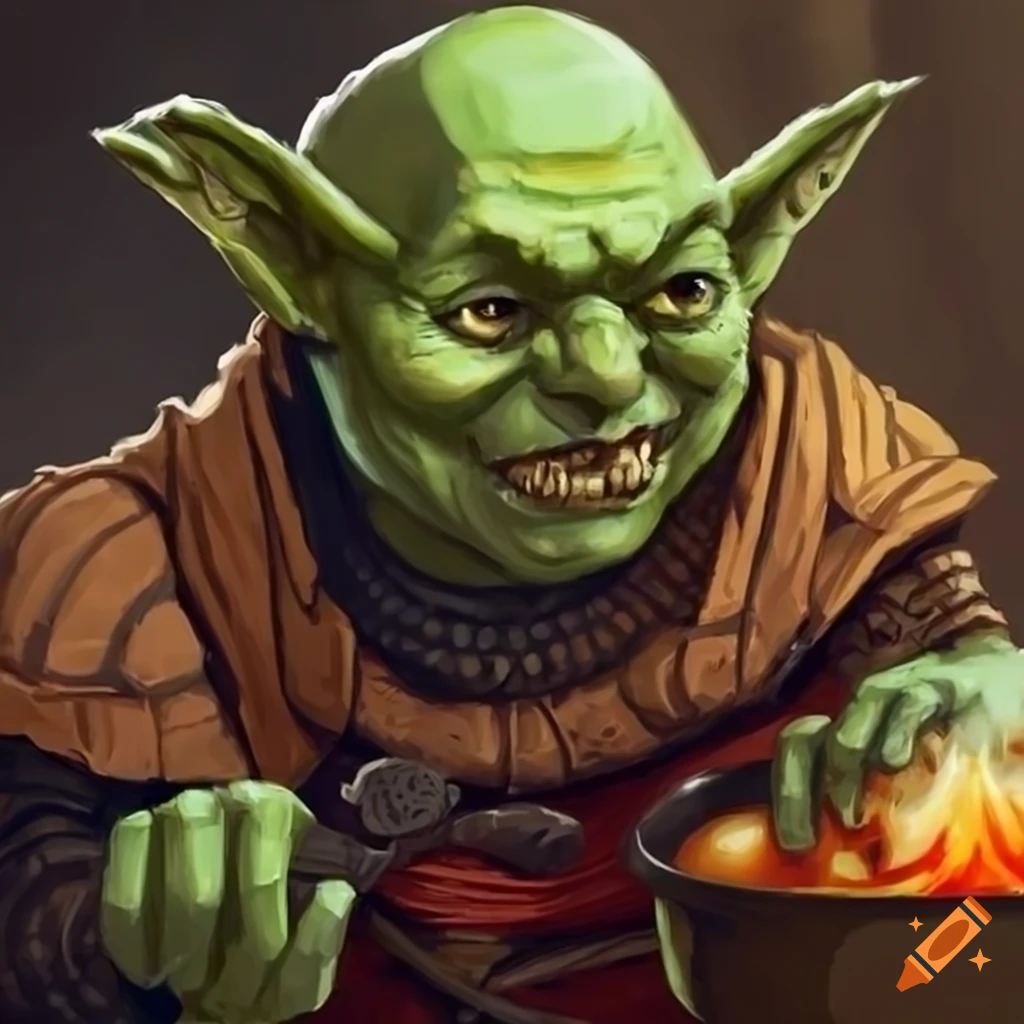 Goblin cooking soup in a fantasy setting on Craiyon
