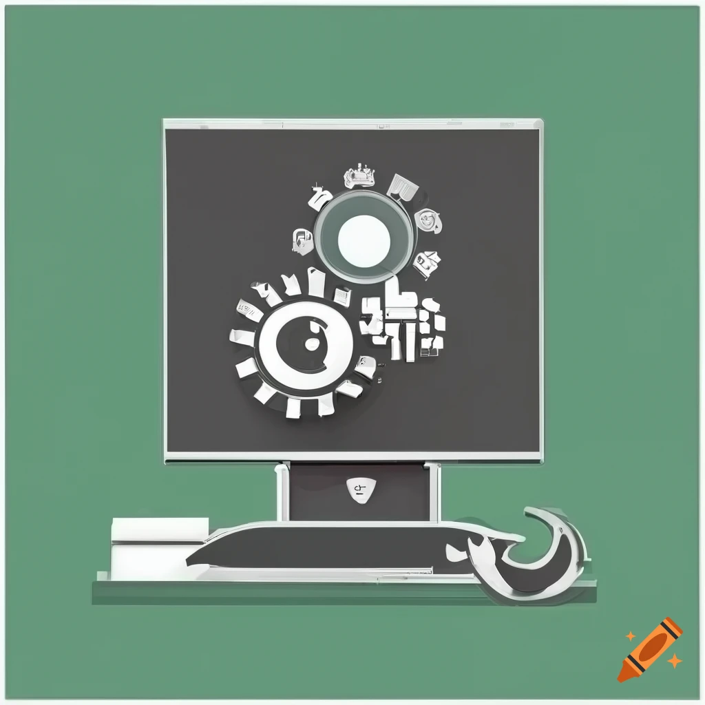 Professional pc repair logo with tools, letters, and icons on Craiyon