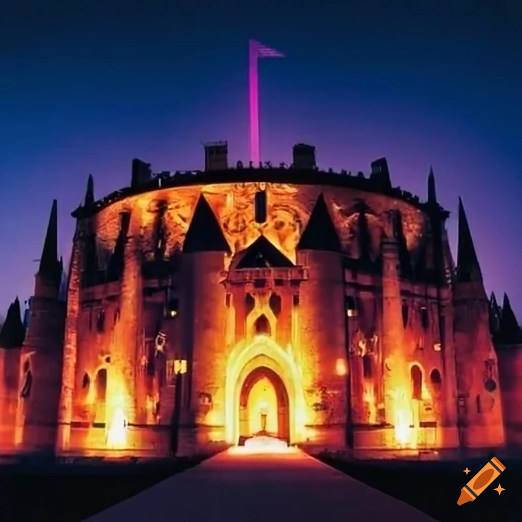 Olympic arena with castle and turrets on Craiyon