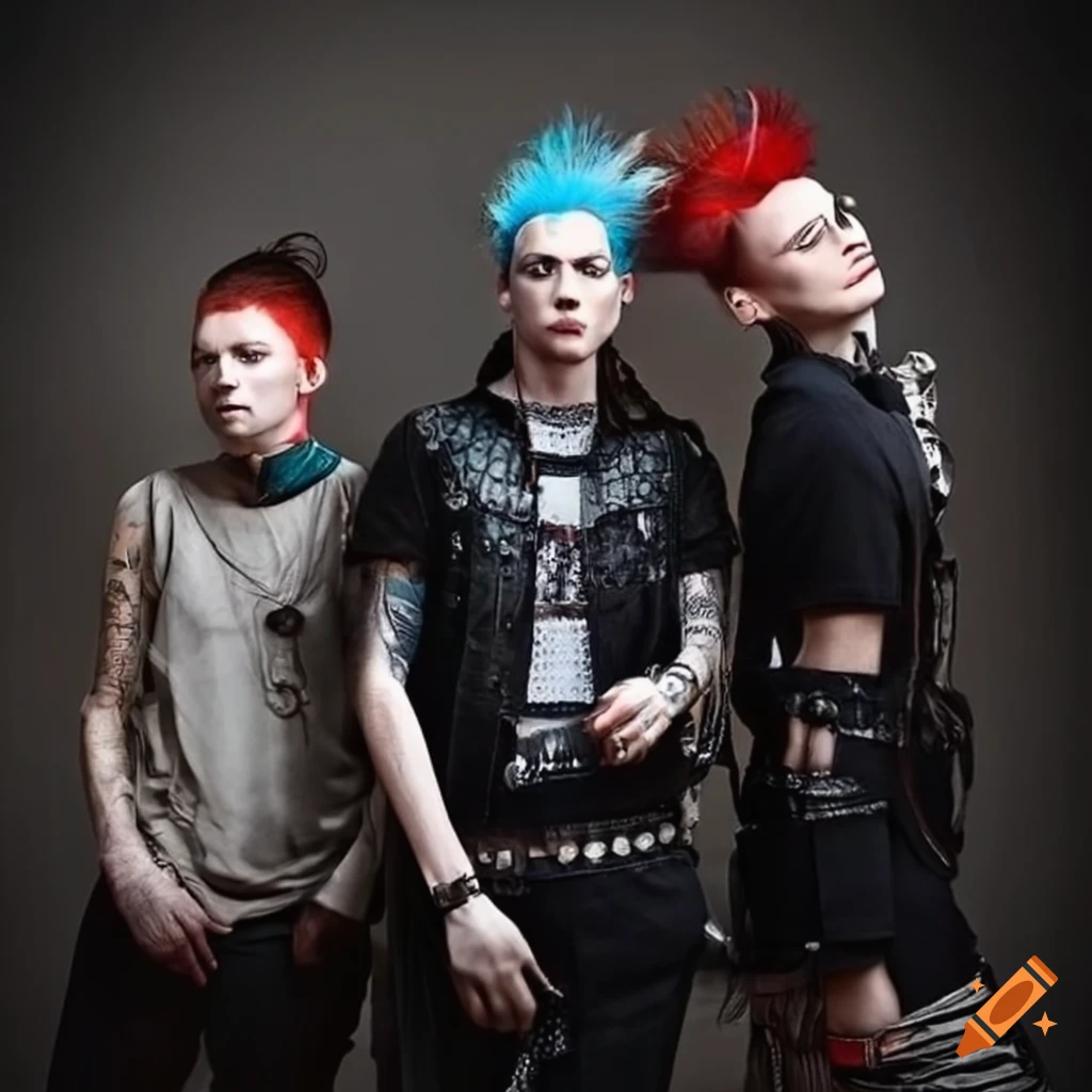 Urban style photograph of a group of punk people on Craiyon