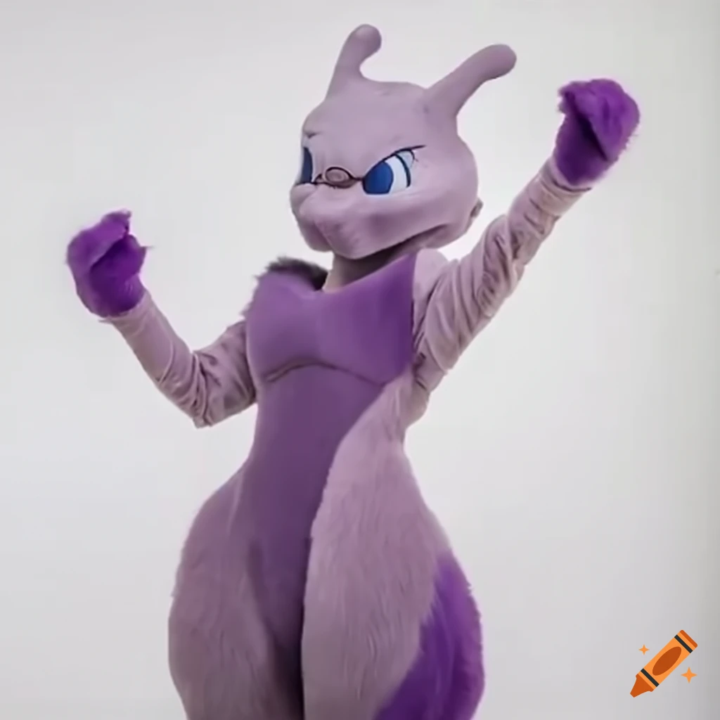 Female employee in a mewtwo mascot costume at walmart on Craiyon