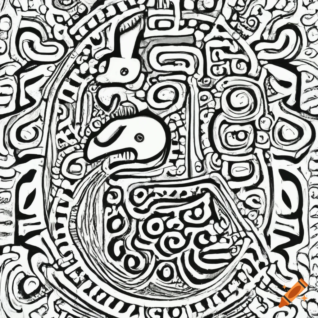 Mayan glyph depicting a rabbit-duck illusion on Craiyon