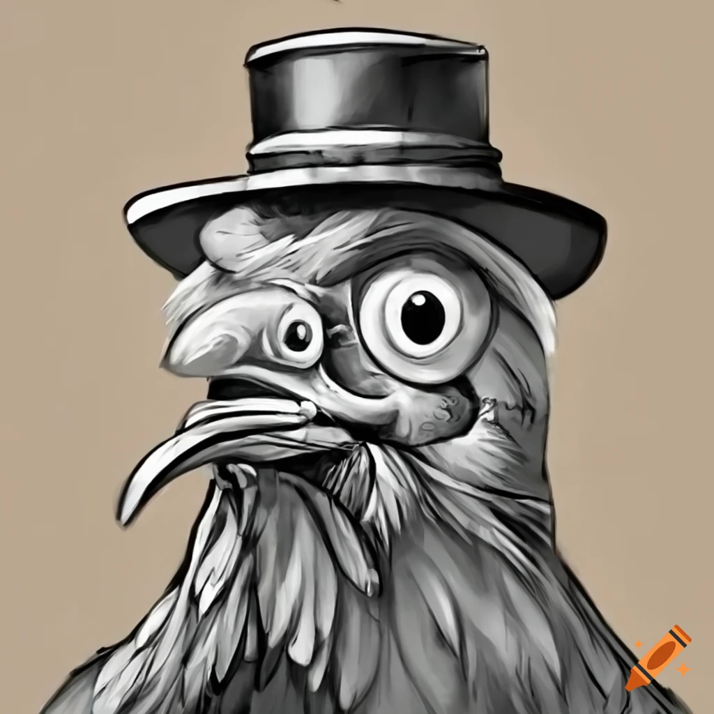 Adorable royal chicken with a top hat and monocle on Craiyon