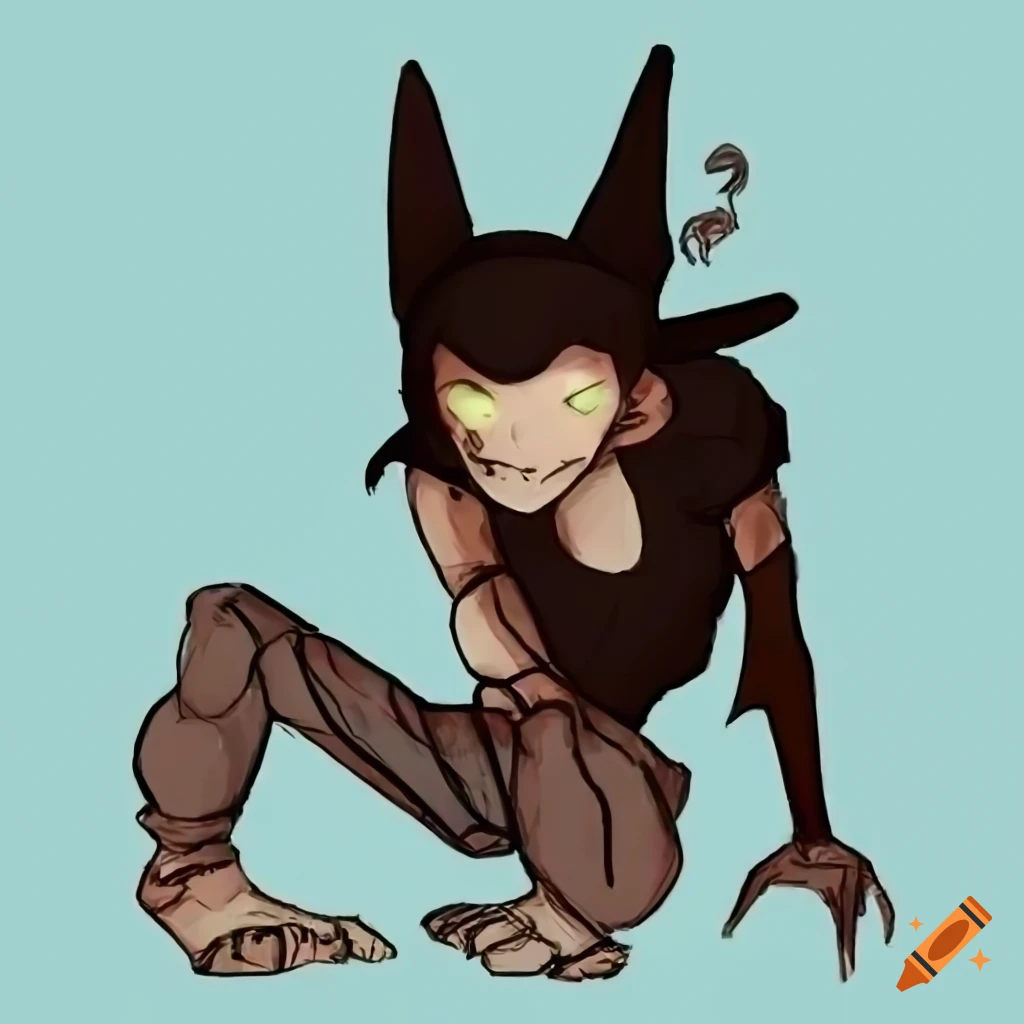 Sketch of an absurd character in a dynamic pose on Craiyon