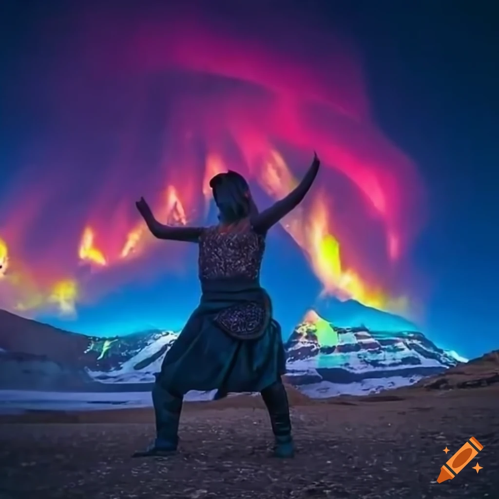 Crowd dancing at a psytrance festival with psychedelic effects near ...