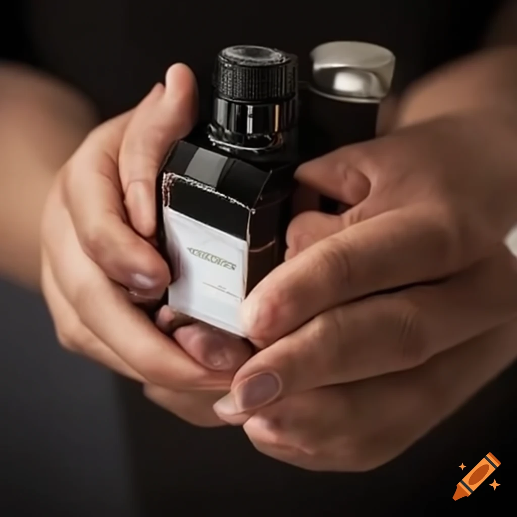 Man giving perfume packaging to woman as a gift on Craiyon