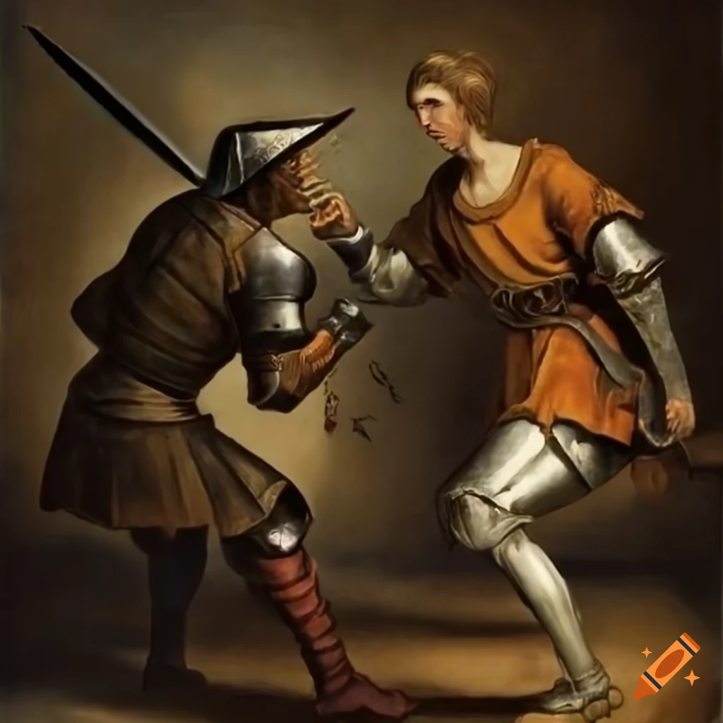 Master liechtenauer dueling with a longsword on Craiyon