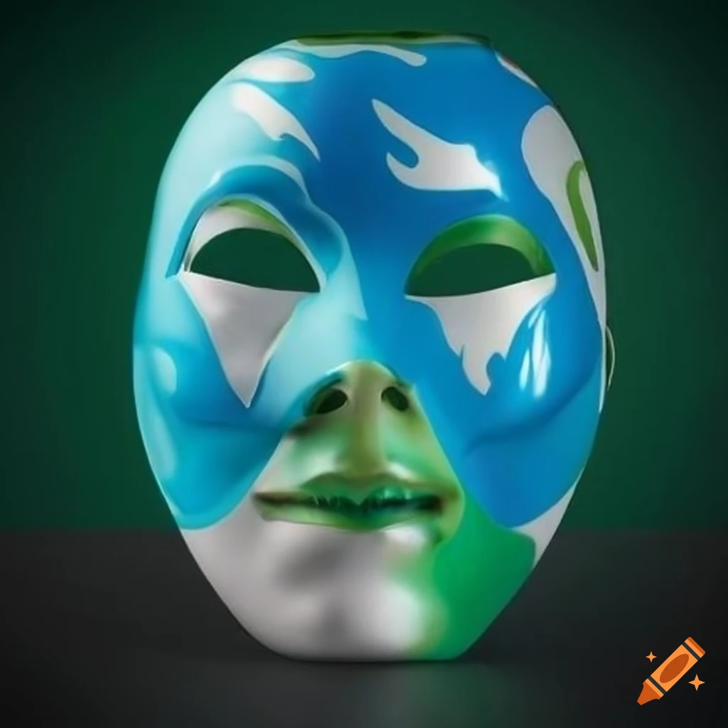 Green, white, and blue mask on Craiyon