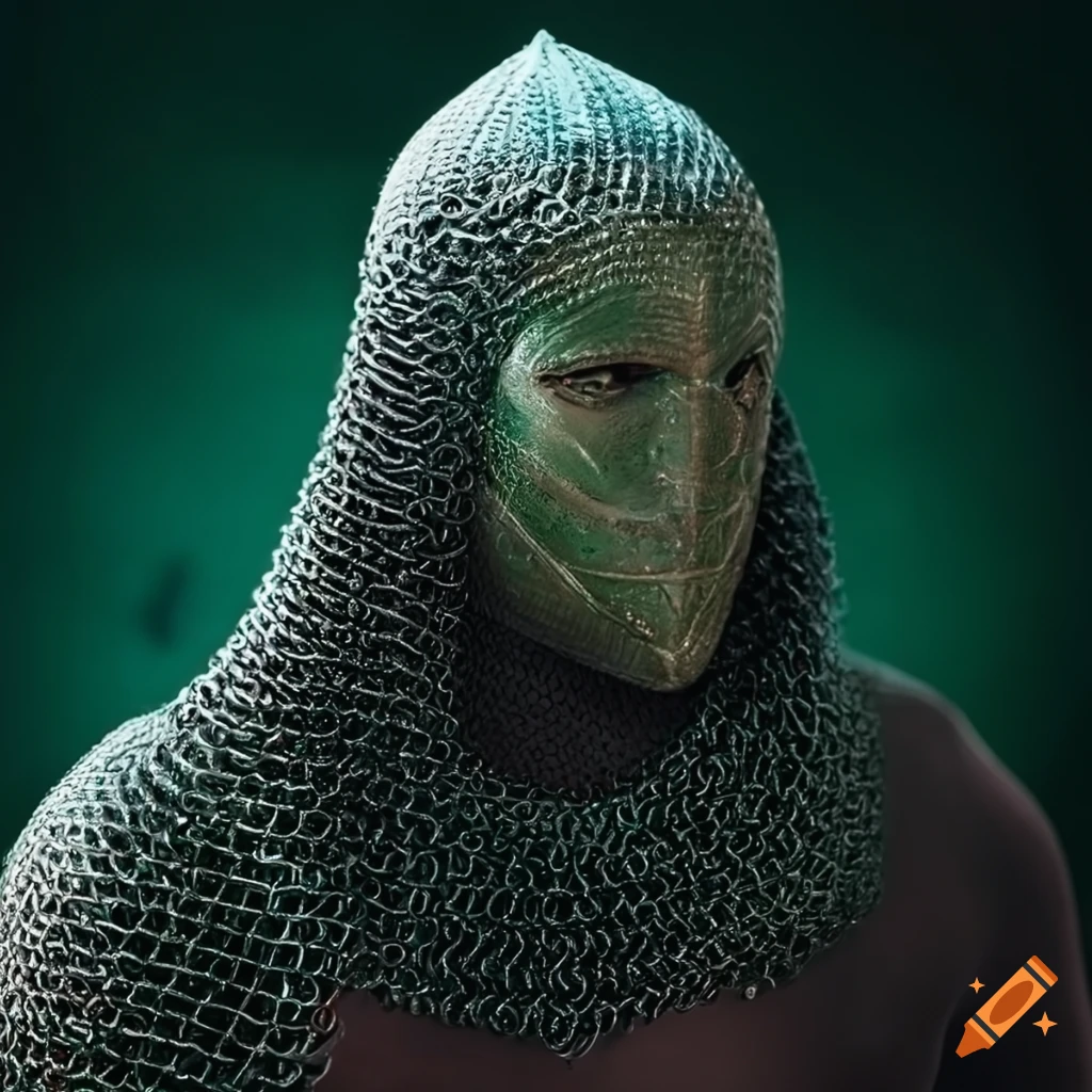 Emerald chainmail knight on Craiyon