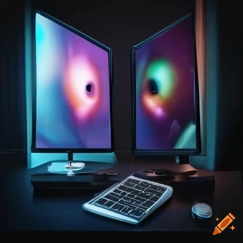 2 computers facing each other on Craiyon