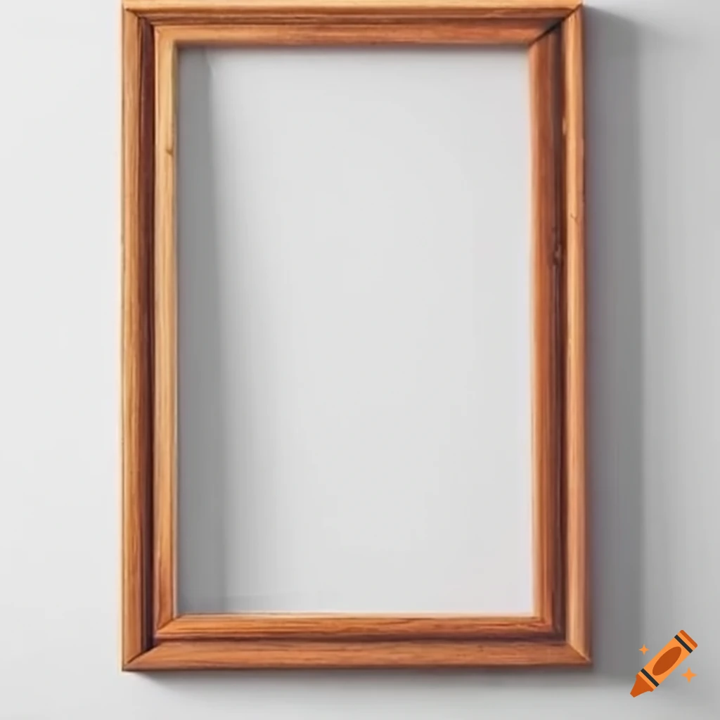 Simple wooden photo frame on a white wall on Craiyon