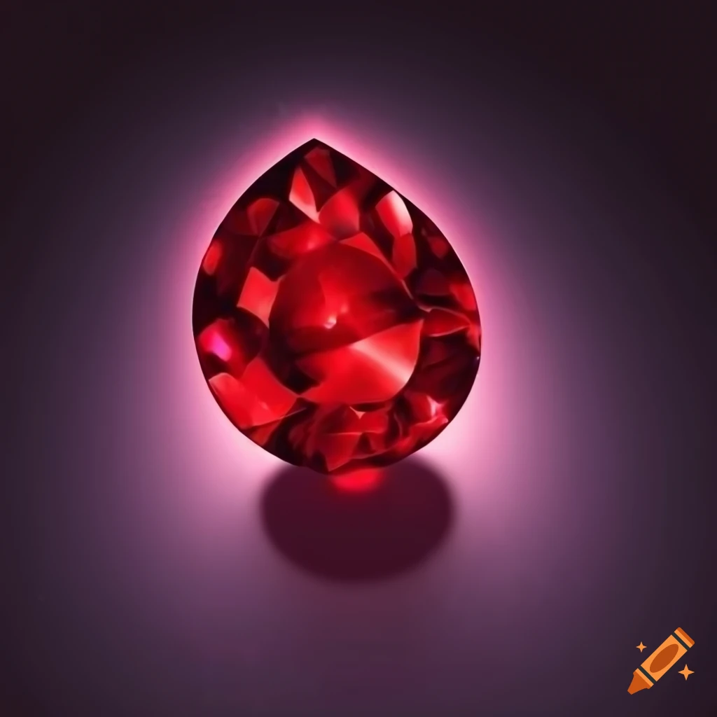 Glowing red gemstone in fantasy style illustration on Craiyon