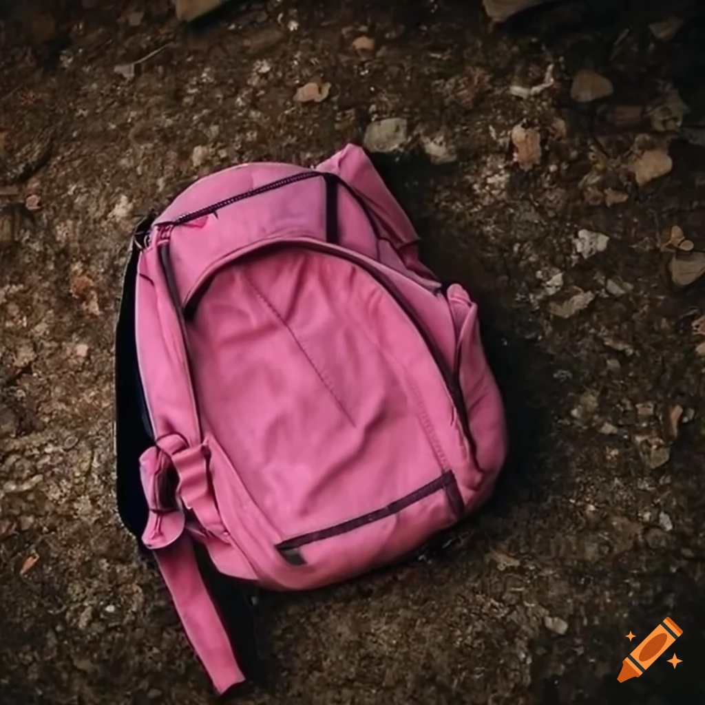 Pink cute backpack on a dystopian floor on Craiyon