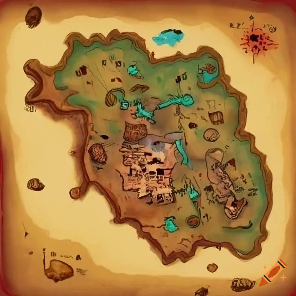 Treasure hunt map on Craiyon