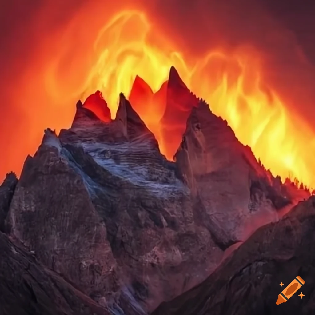 Burning mountain on Craiyon