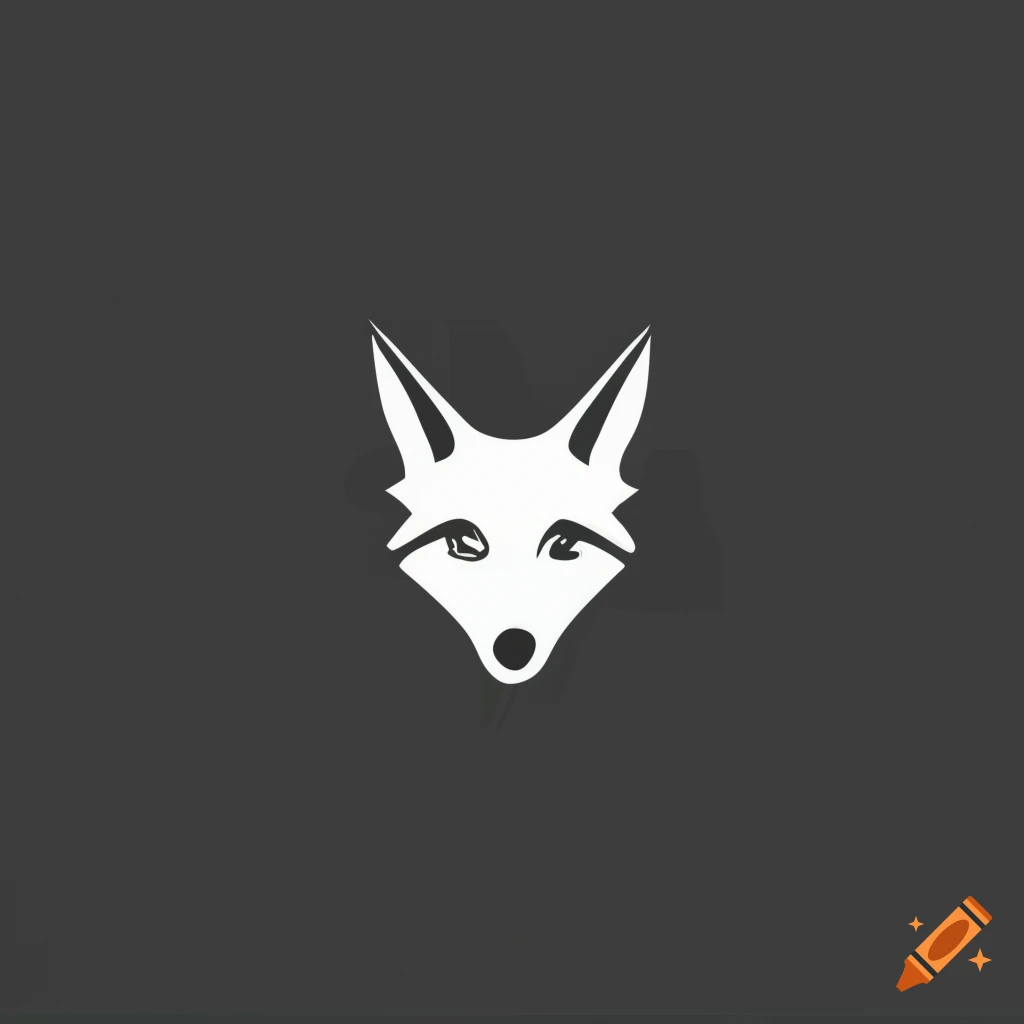 Simple black and white coyote head logo in vector format on Craiyon