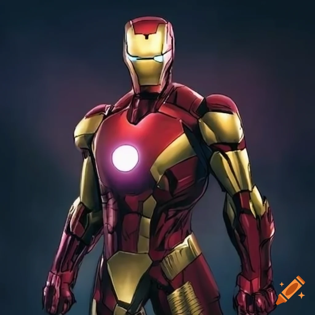 The Iron Man extending his hand for a handshake in a comic book style ...